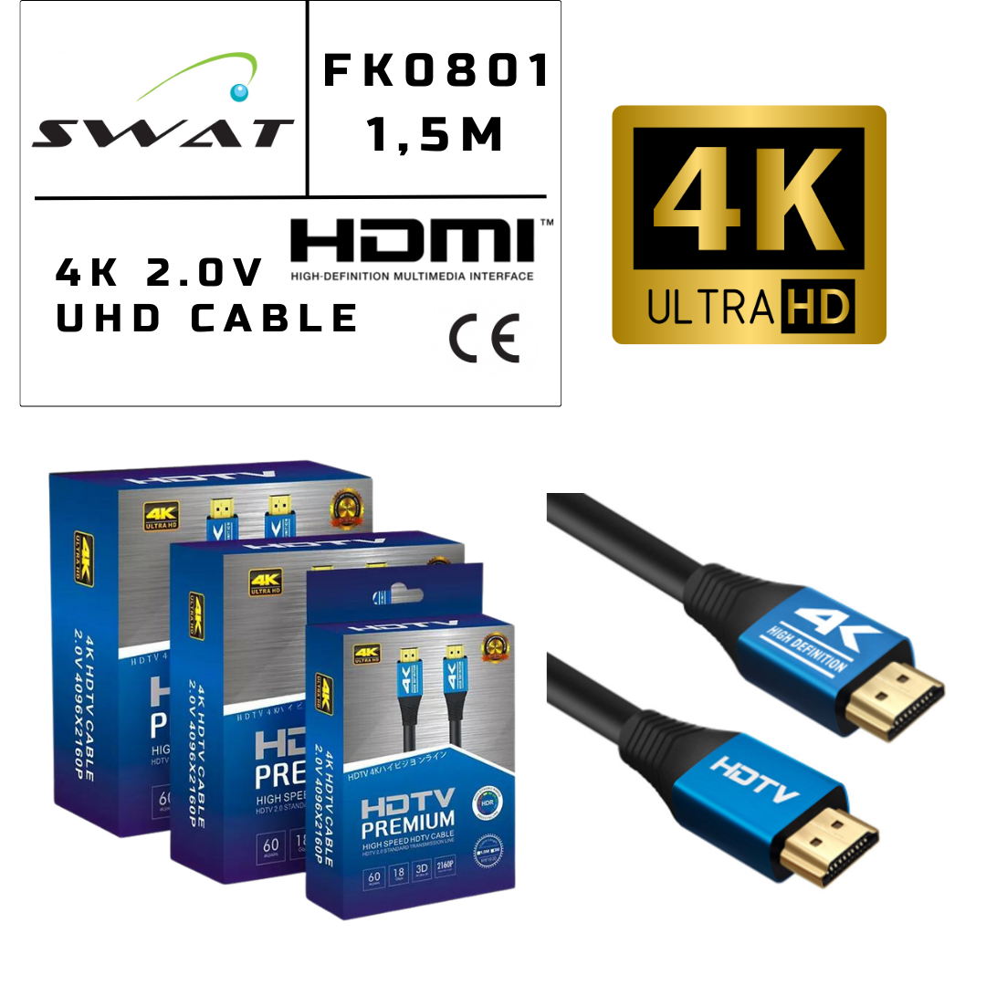 HDMI KABLO 2K 4K HD KABLO 2.0 - 1,5m - KUTULU 8mm FK0801